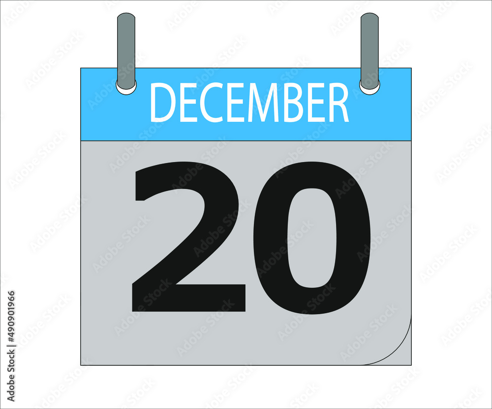 December 20th. Calendar icon. Date day of the month Sunday, Monday ...