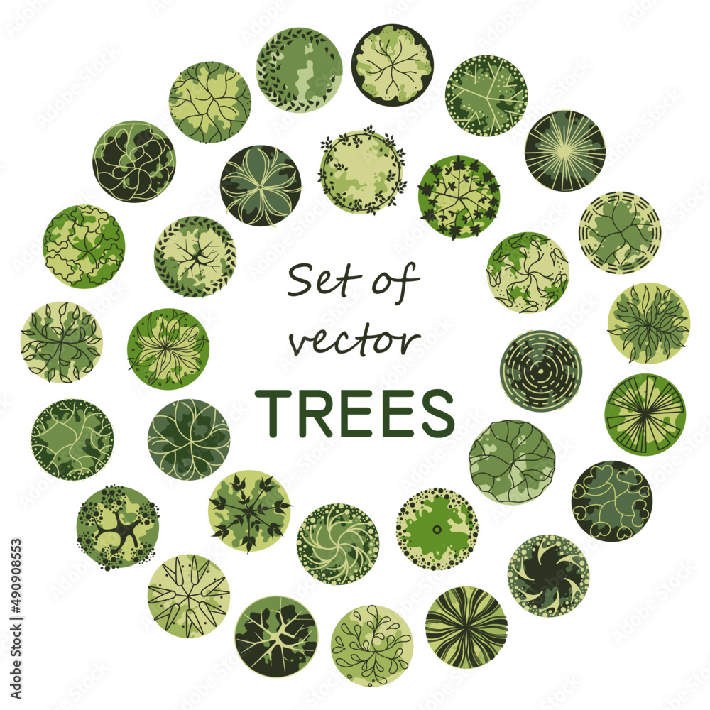 เวกเตอร์ Stock Trees for the master plan. Tree for architectural floor ...