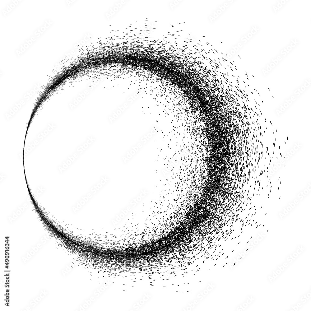 Distorted geometric shape . Minimal art design . Noise destroyed circle ...