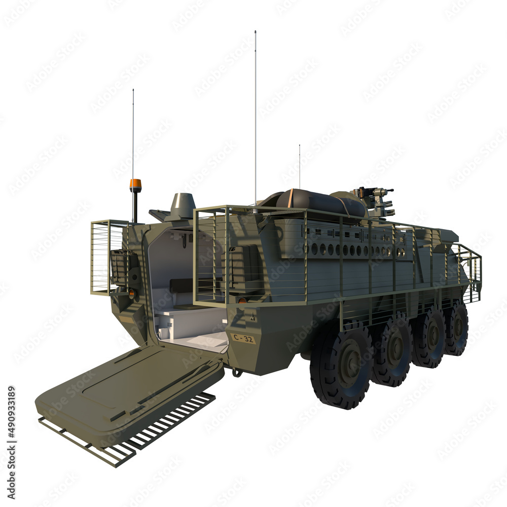 armored personnel carrier 2- Perspective B view white background 3D ...