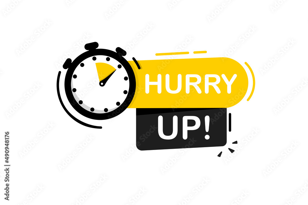 Hurry up label vector icon Stock Vector | Adobe Stock