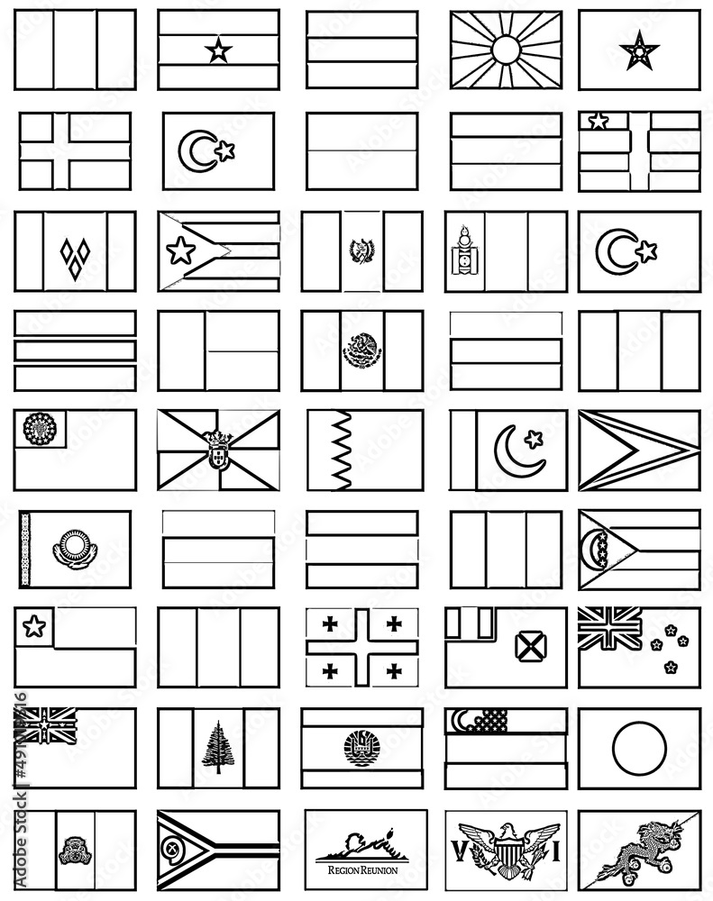 Flags of the world coloring pages for teens and adults, printables for ...