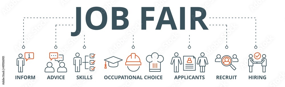 Job fair banner web icon vector illustration concept for employee ...