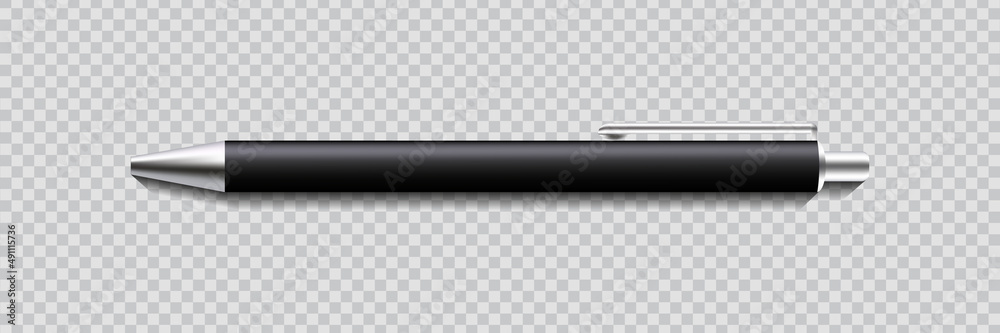 Realistic ballpoint pen vector mockup on a transparent background ...