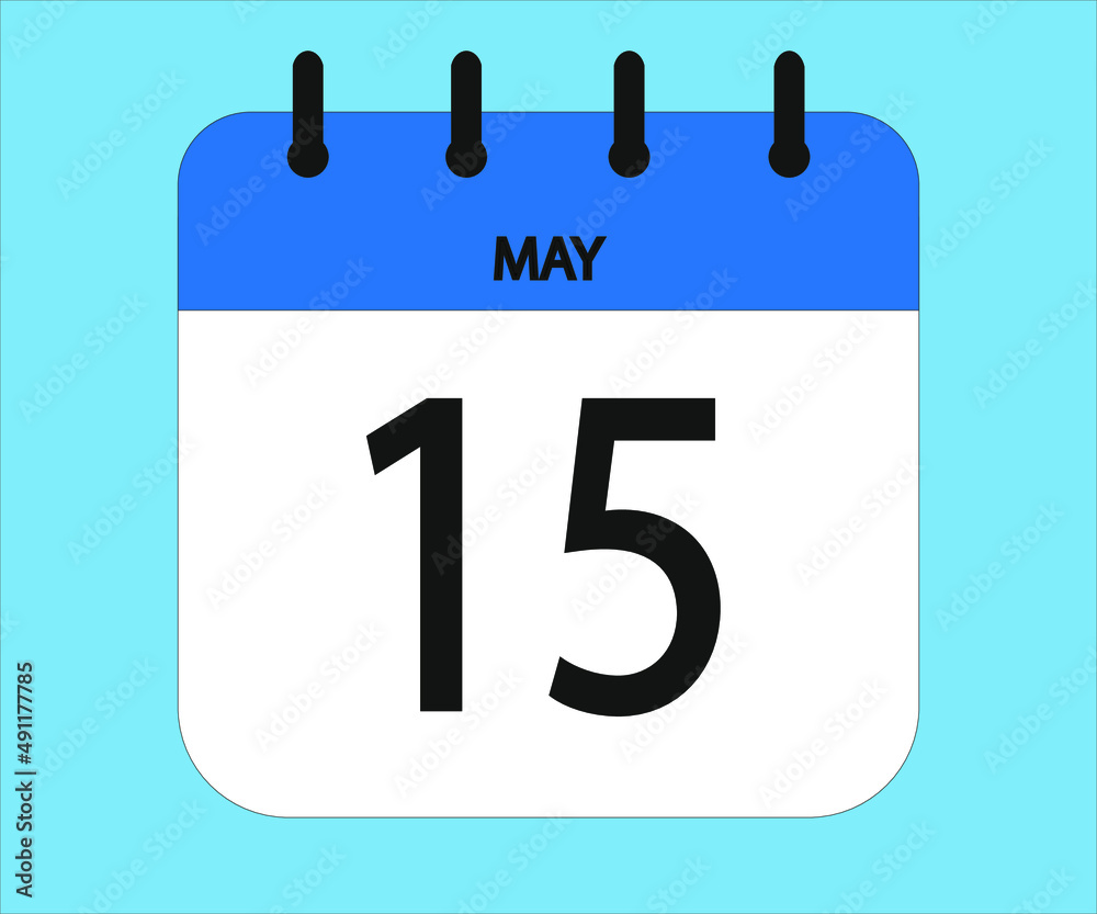 May 15th blue calendar icon for days of the month Stock Vector | Adobe ...