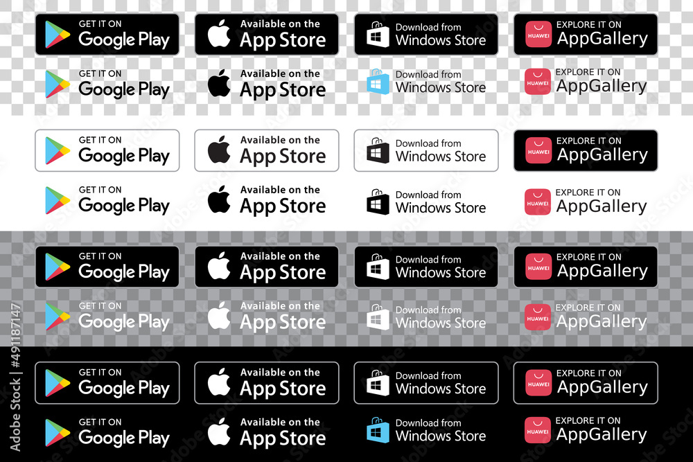 Apple App store, Google Play store, Microsoft store, Huawei App Gallery ...