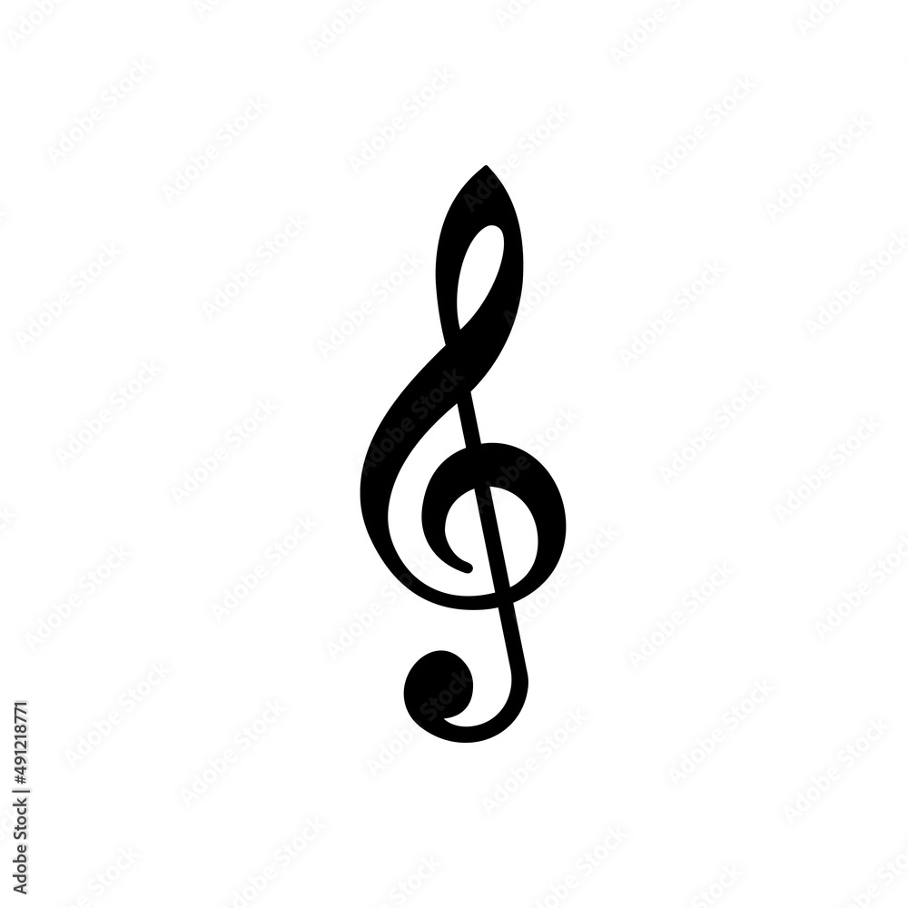 Treble clef black line icon. Music violin clef sign. G-clef. Modern ...