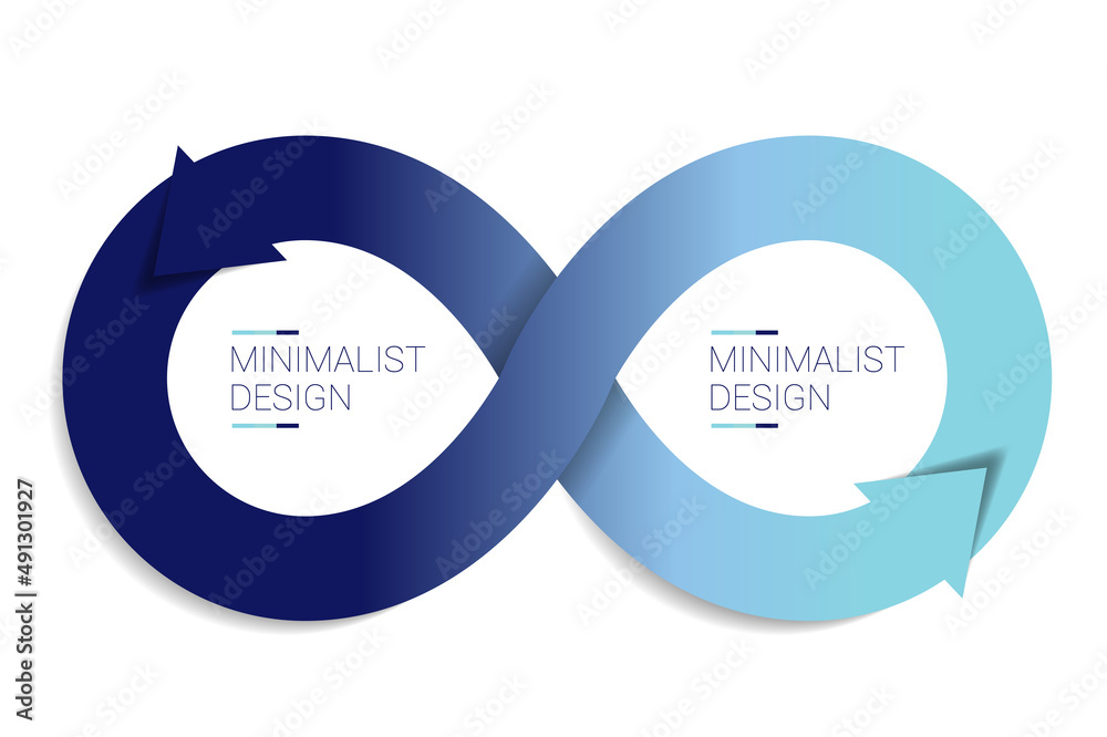 Infinity arrows infographic. 2 step options template, scheme, diagram ...