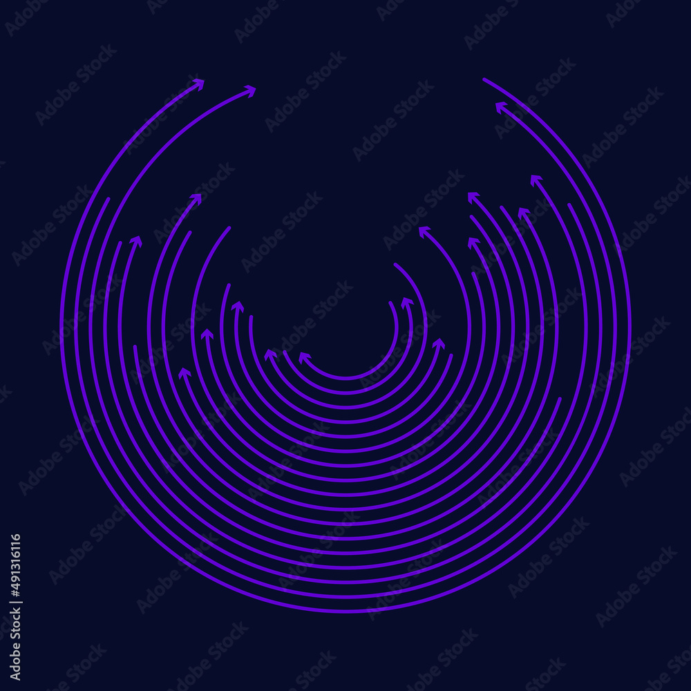Abstract violet lines with arrow head in circle form. Vector ...