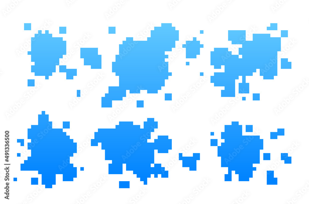 Pixel Art Blue Paint Splatter Background Stock Illustration | Adobe Stock