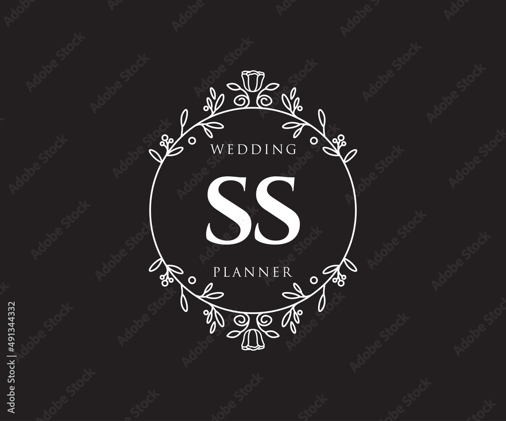 SS Initials letter Wedding monogram logos collection, hand drawn modern ...