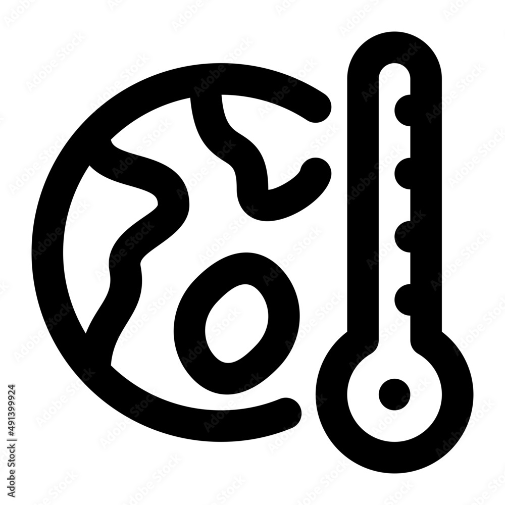 planet earth with thermometer outline icon vector Stock Vector | Adobe ...