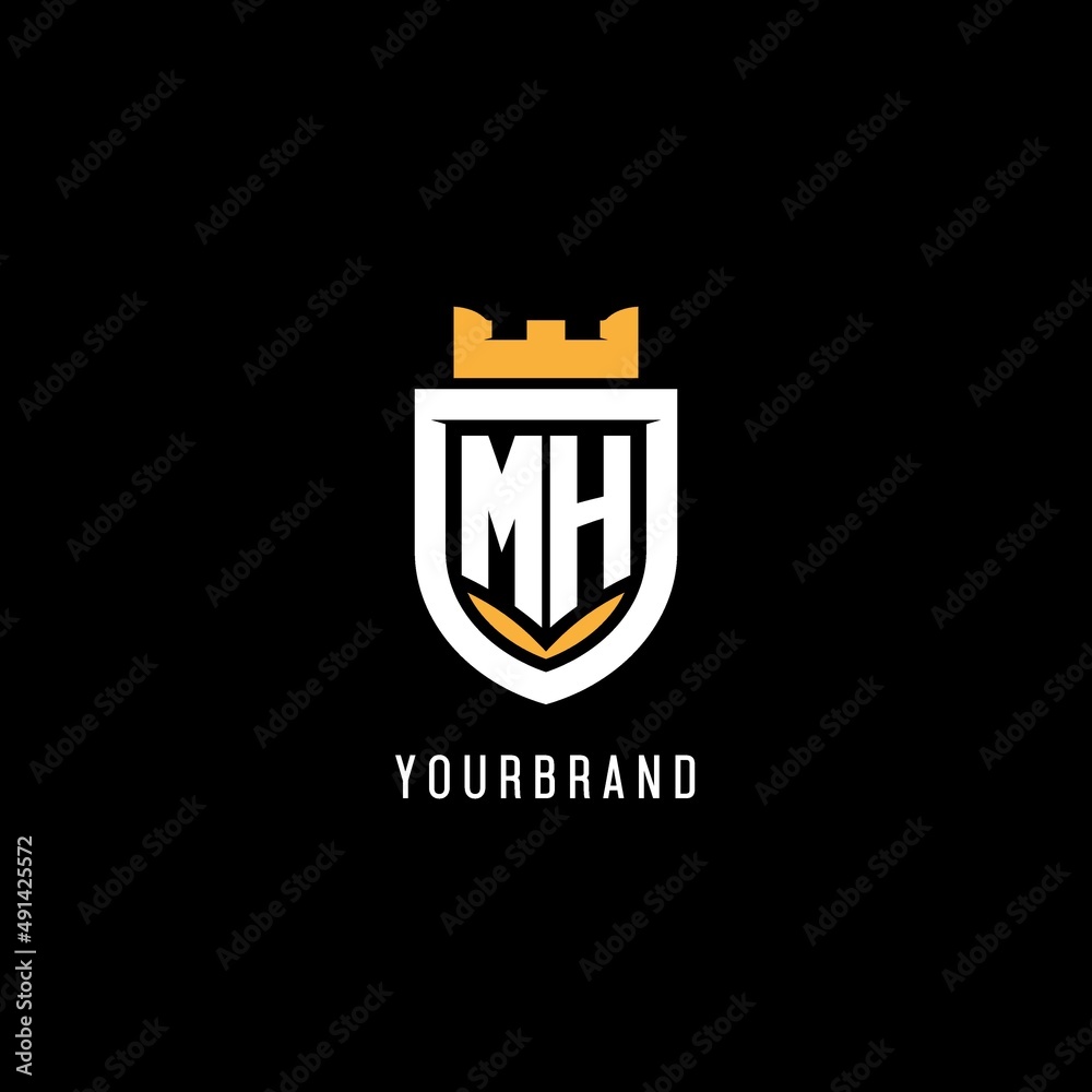 Initial MH logo with shield, esport gaming logo monogram style Stock ...