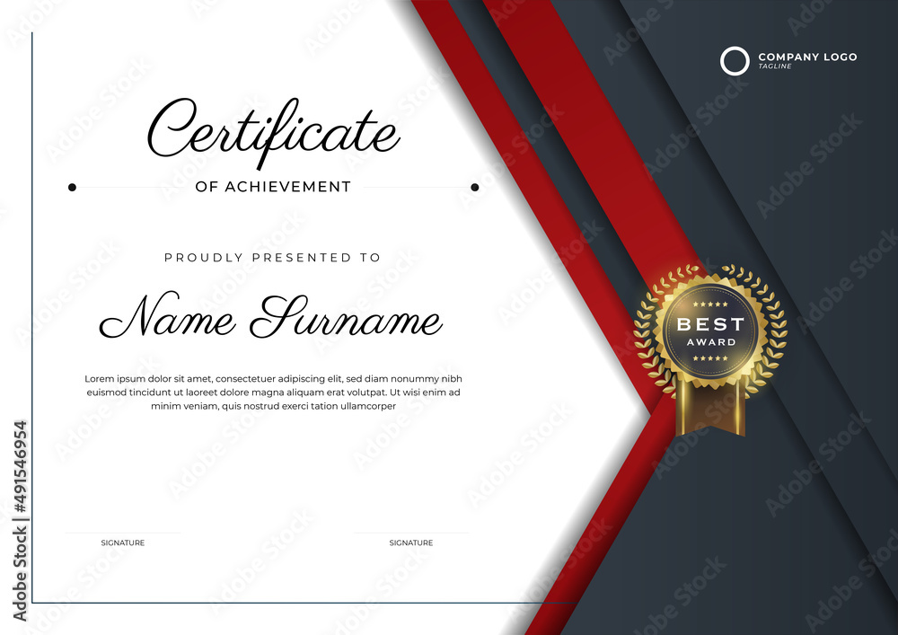 Black and red certificate design in professional style. Elegant, clean ...