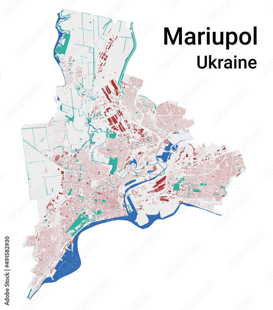 Стоковое векторное изображение «Mariupol vector map. Detailed map of ...