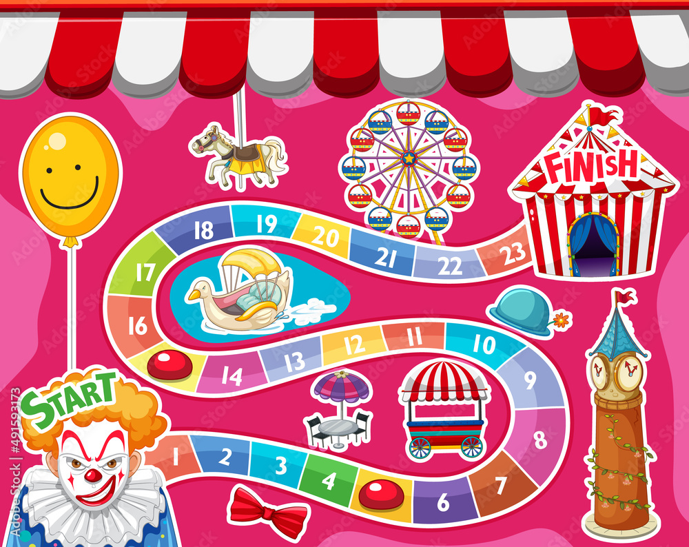 Counting numbers game template with circus theme Stock Vector | Adobe Stock