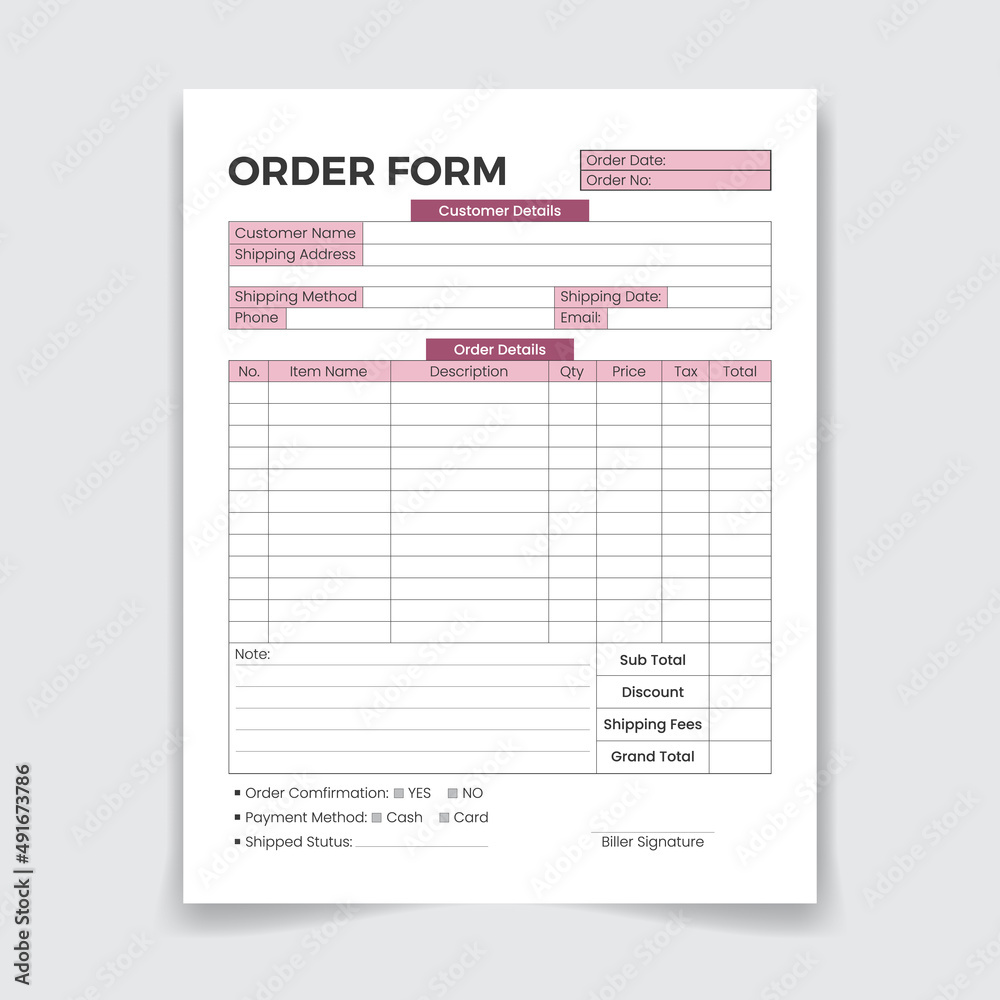 Invoice template, Order Form, Minimal Invoice Layout, Invoice design ...