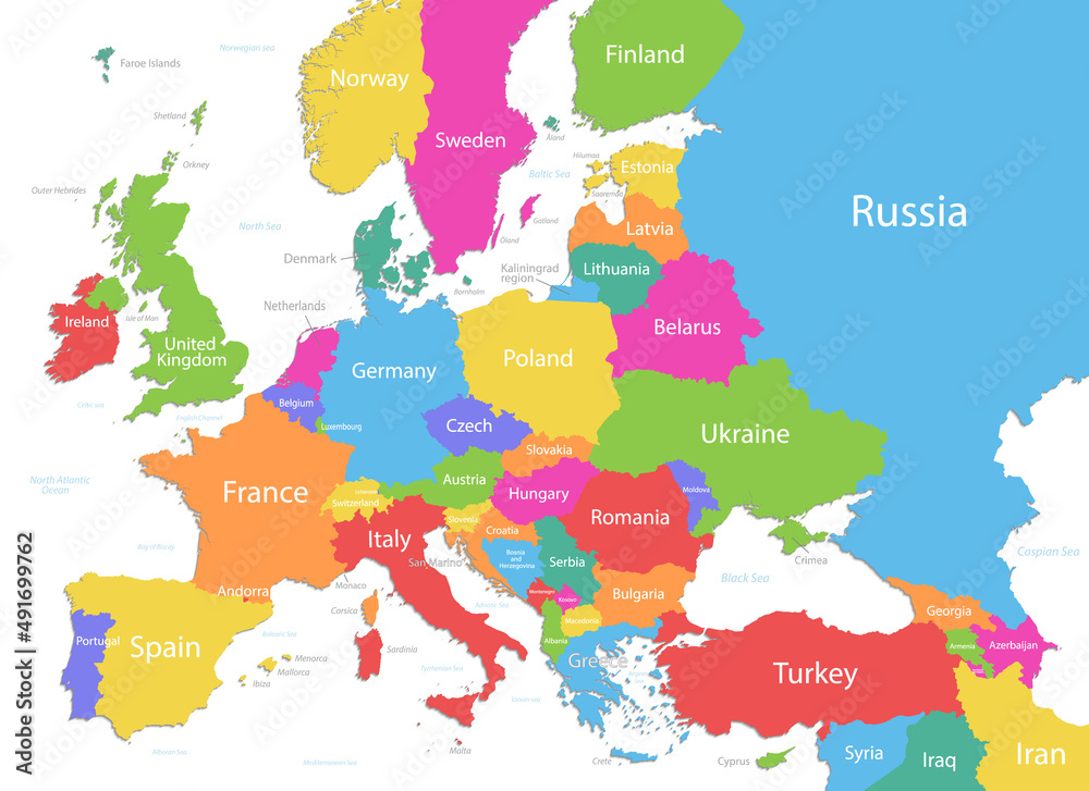 Europe And Asia Map Grey Map Of Asia With Countries | Free Vector Maps