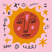 Baby Moon With Face Vintage Art Free Stock Photo - Public Domain Pictures