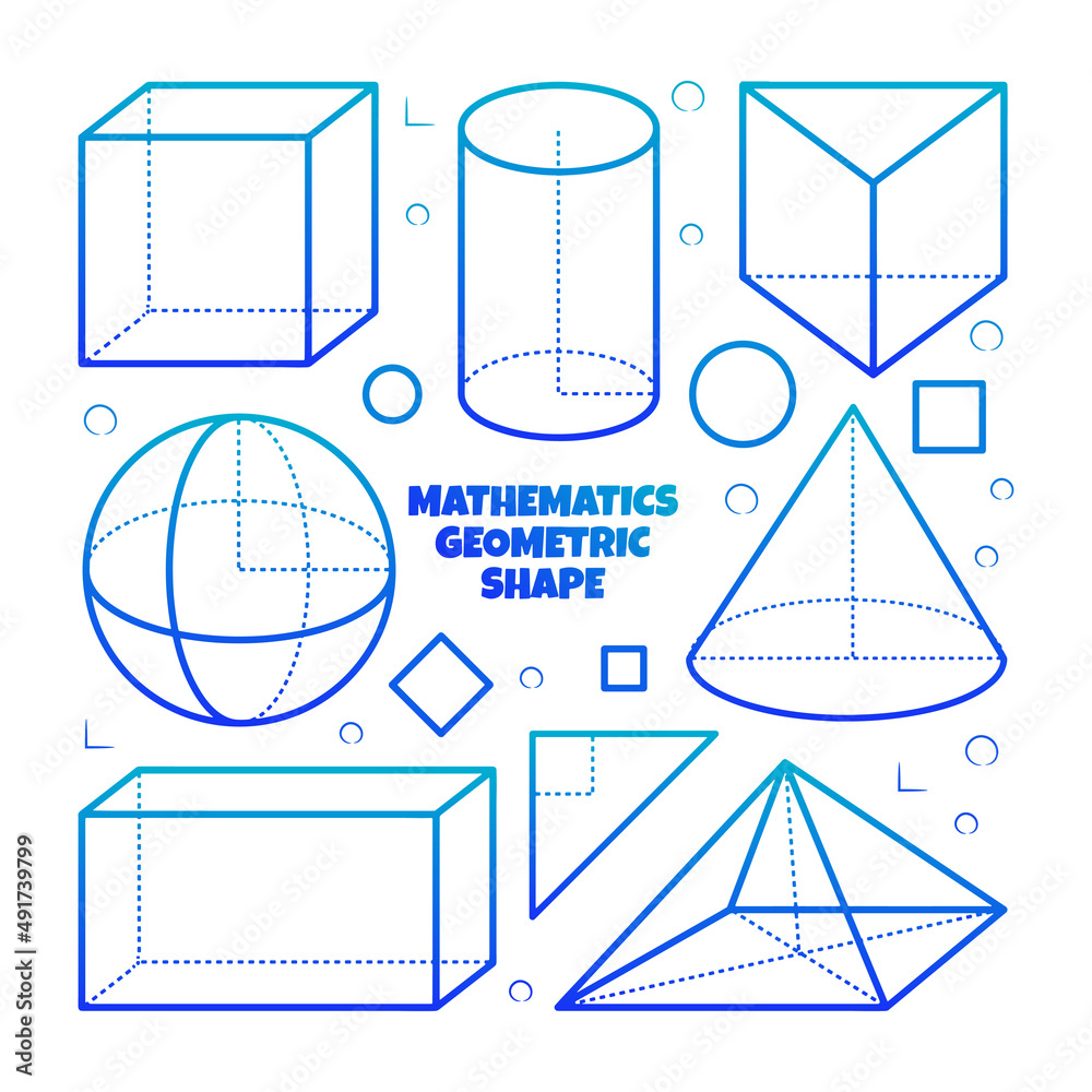 Mathematics Geometric shape doodle illustration with hand drawn ...