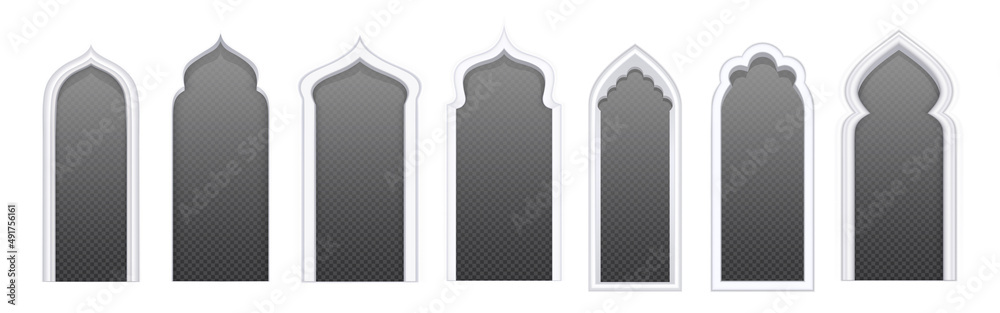 Arab door arches different shapes for mosque, islamic and oriental ...