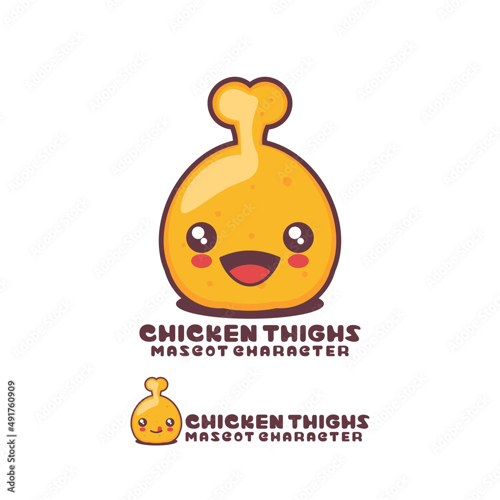 Chicken thighs cartoon illustration, with a happy expression, suitable ...