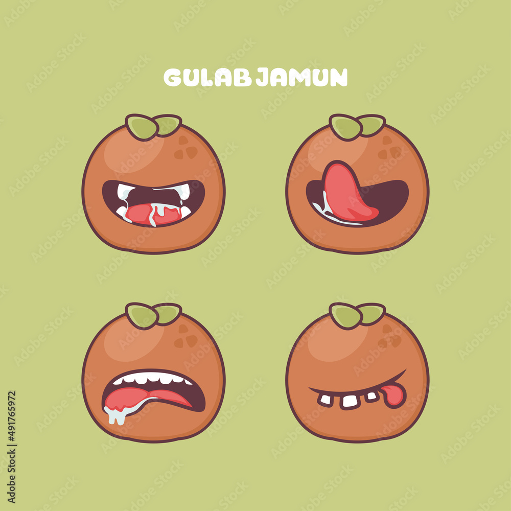 Gulab jamun cartoon. vector illustration of traditional indian food ...