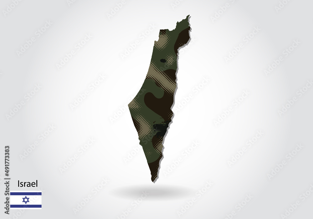 israel map with camouflage pattern, Forest - green texture in map. Military concept for army ...
