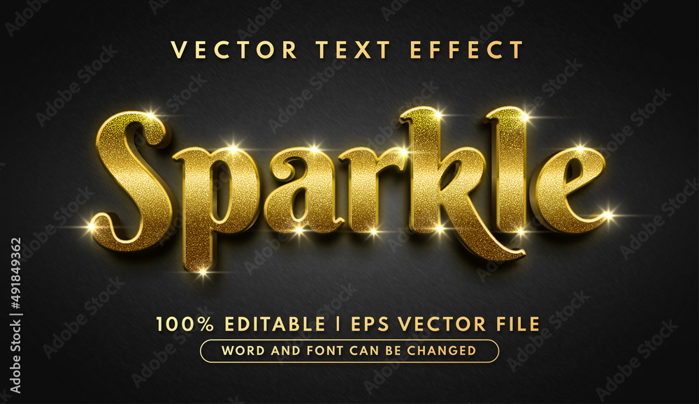 Image vectorielle Stock 3d glow sparkle editable text effect | Adobe Stock
