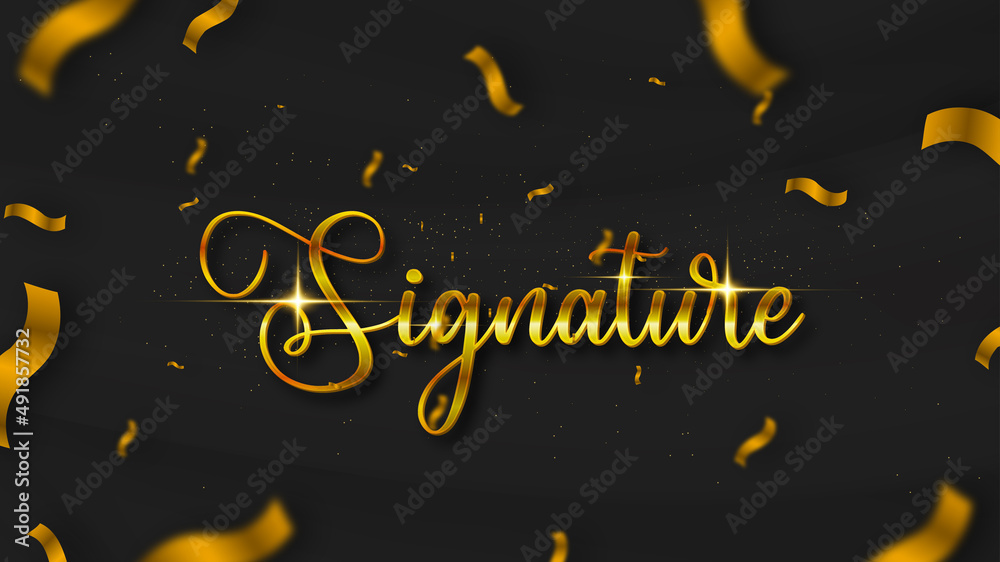 Golden signature editable text effect with black wavy background. black ...