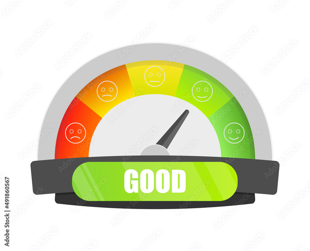 Emotion satisfaction meter of customer, speedometers and indicators ...
