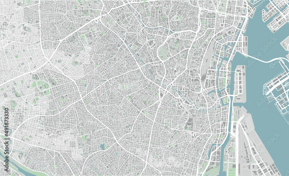 Detailed map of southern Tokyo, Japan Stock Vector | Adobe Stock