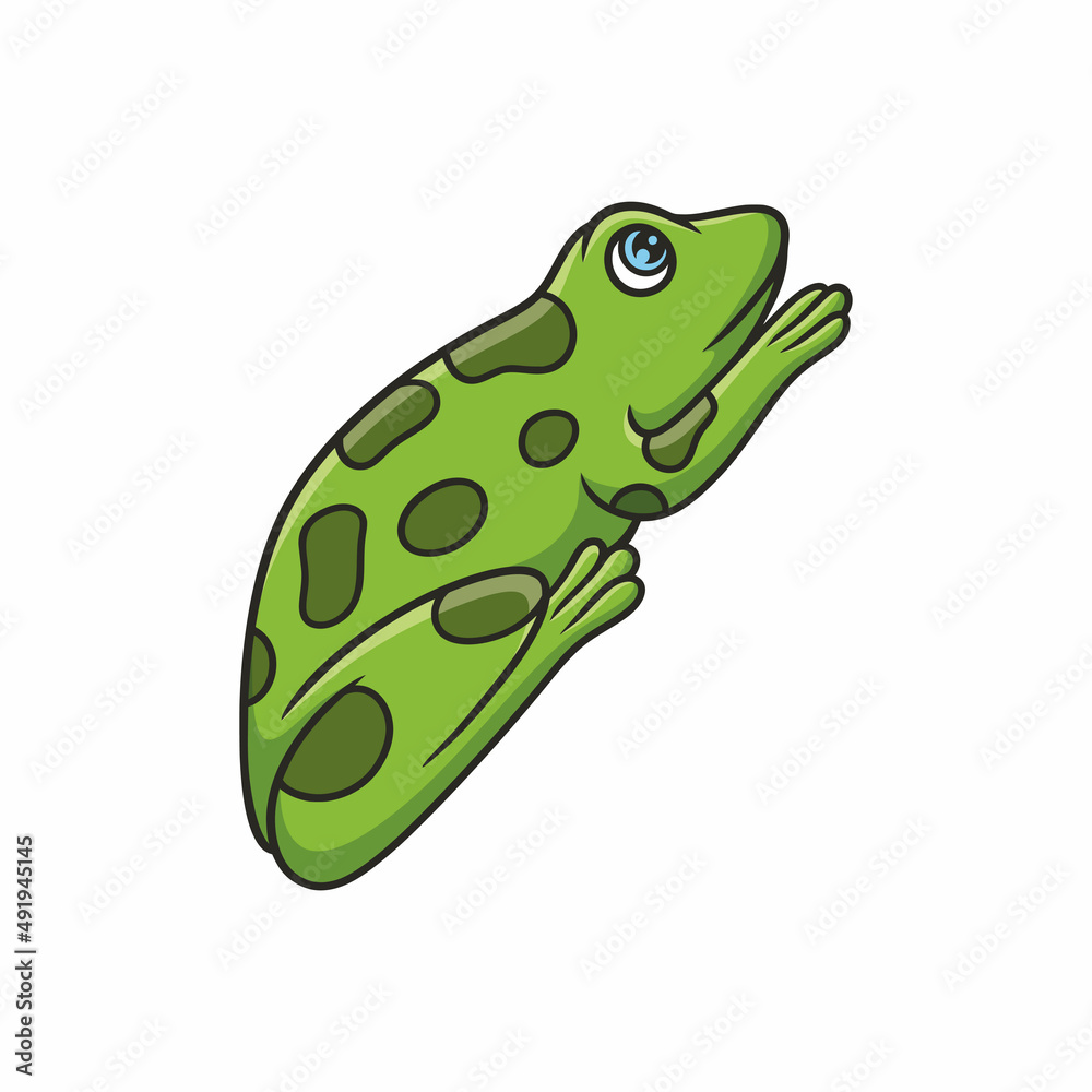 animals cartoon illustration a frog that is climbing a big tree in a ...
