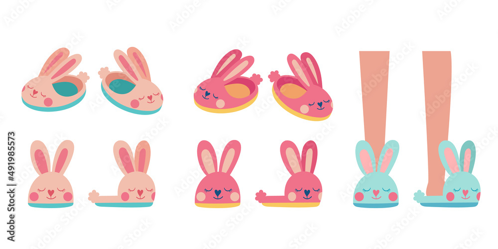 Cute bunny slippers. Fluffy rabbit home shoes. A cozy accessory for ...