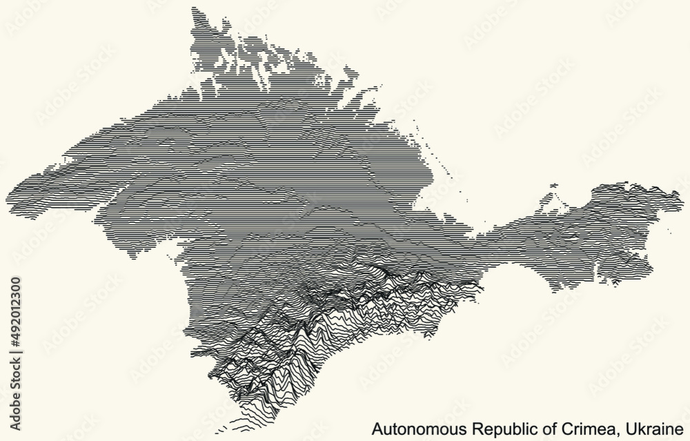 Topographic relief map of the Ukrainian autonomous republic of CRIMEA ...