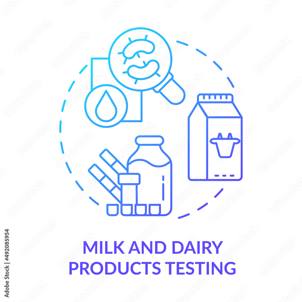 Milk and dairy products testing blue gradient concept icon. Lab ...