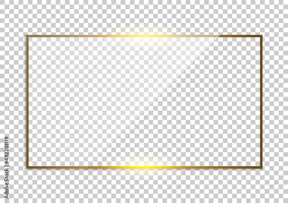 Luxury gold border isolated on transparent background. Glowing gradient ...
