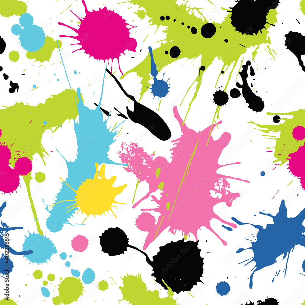Stock-Vektorgrafik „Paint splatter seamless pattern. Repeated abstract pattern. Background color ...