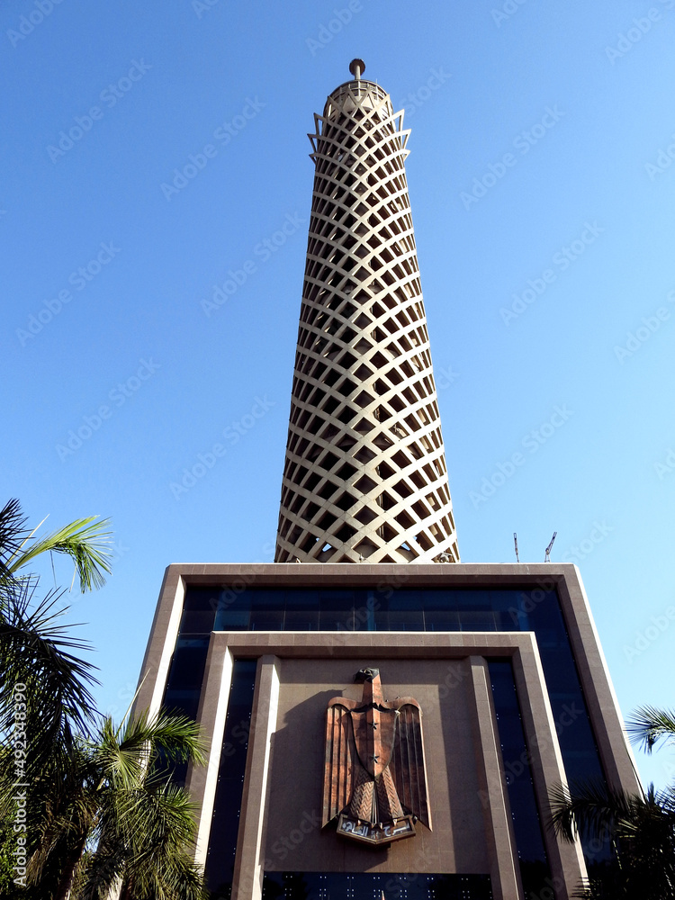 Cairo tower building, a free-standing concrete tower at 187 meters, 614 ...