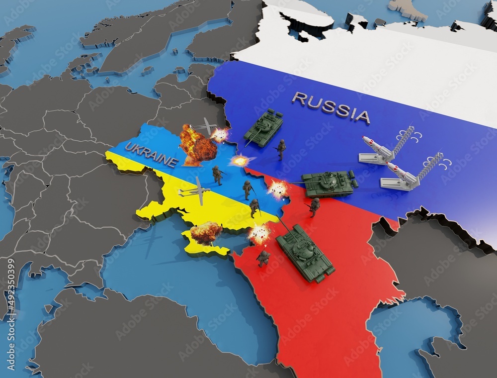 russia ukraine war 3d map animation. Stock Photo | Adobe Stock