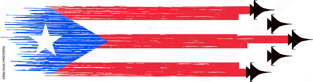 Puerto Rico flag with military fighter jets isolated on png or ...