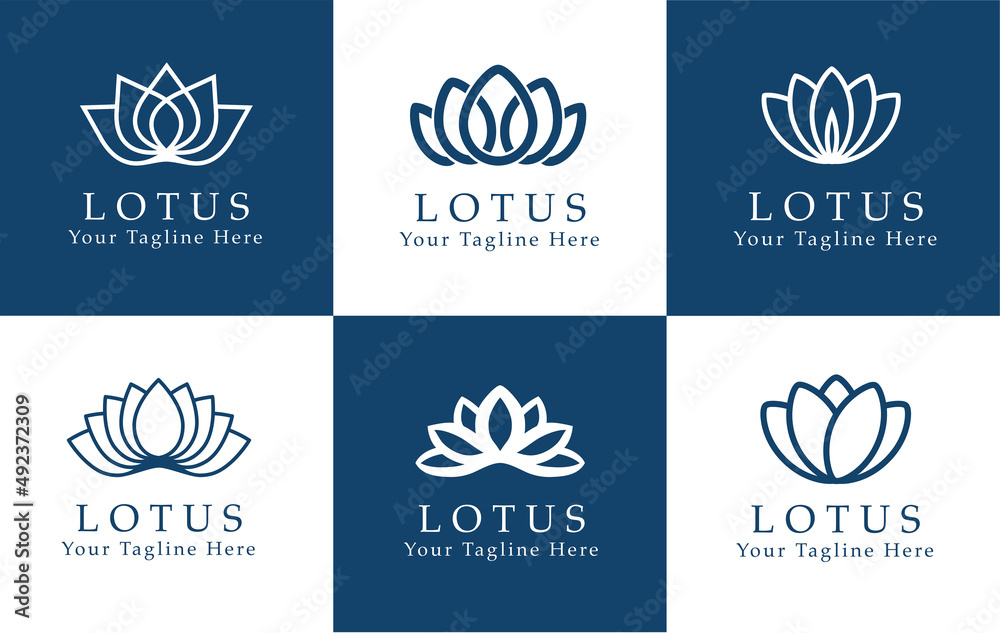 Lotus flower vector logo set Stock Vector | Adobe Stock