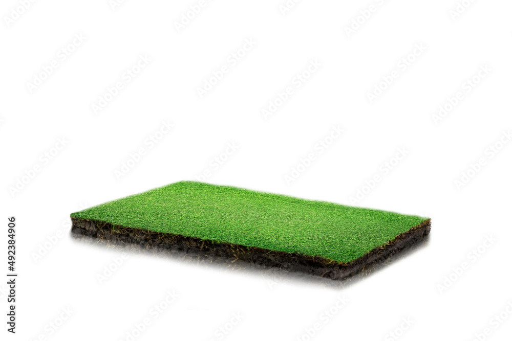 round soil ground cross section with earth land and green grass ...