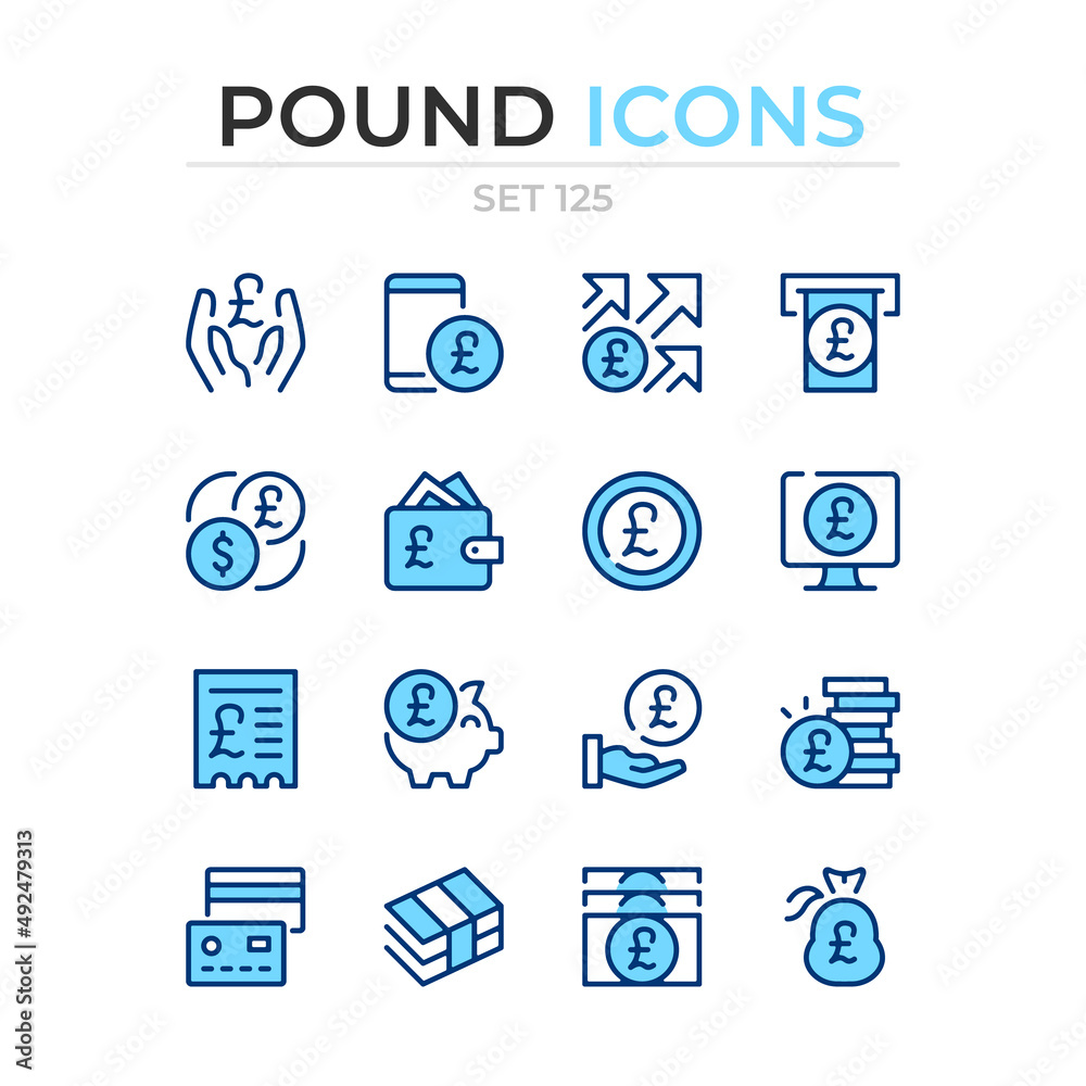 Pound icons. Vector line icons set. Premium quality. Simple thin line ...