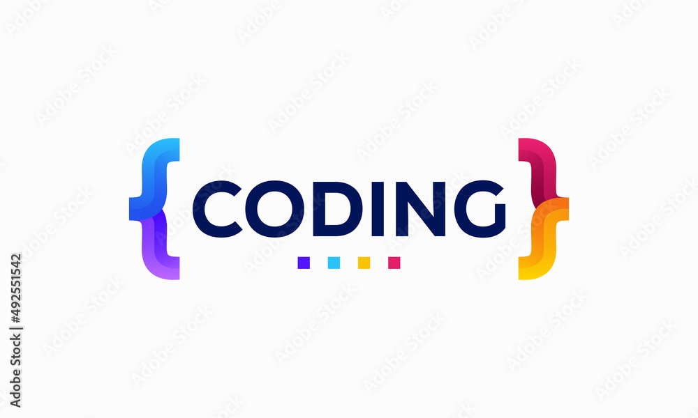 Colorful Coding logo designs template, Modern code logo for programmer ...
