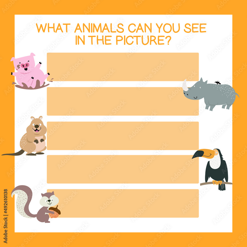 What animals can you see in the picture worksheet. Cute printable ...
