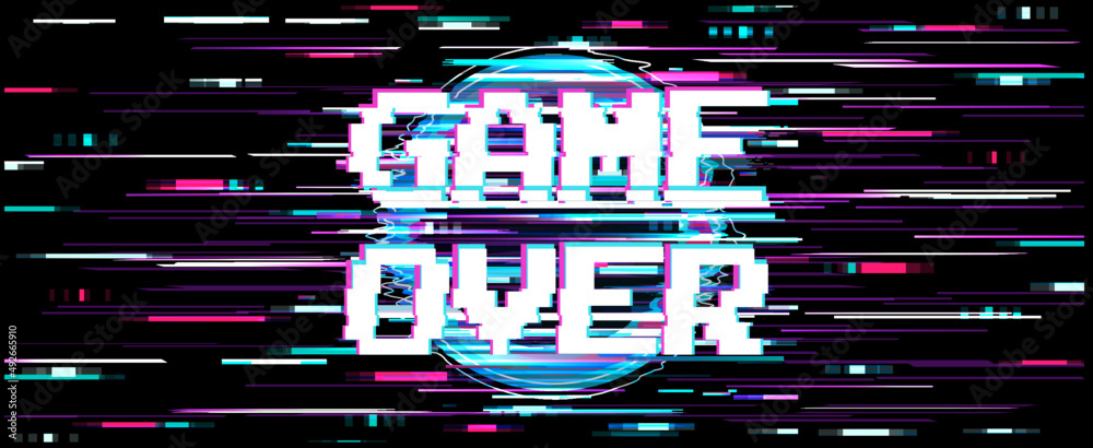 Distortion screen for game over. Wallpaper with error message Stock ...