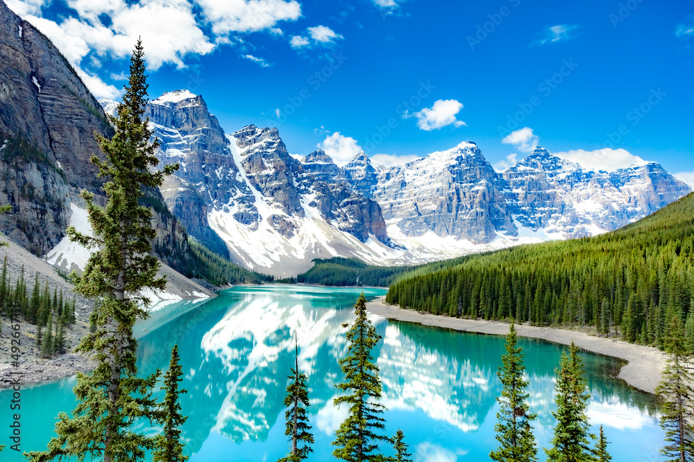 Famous Moraine lake in Banff National Park, Canadian Rockies, Canada ...