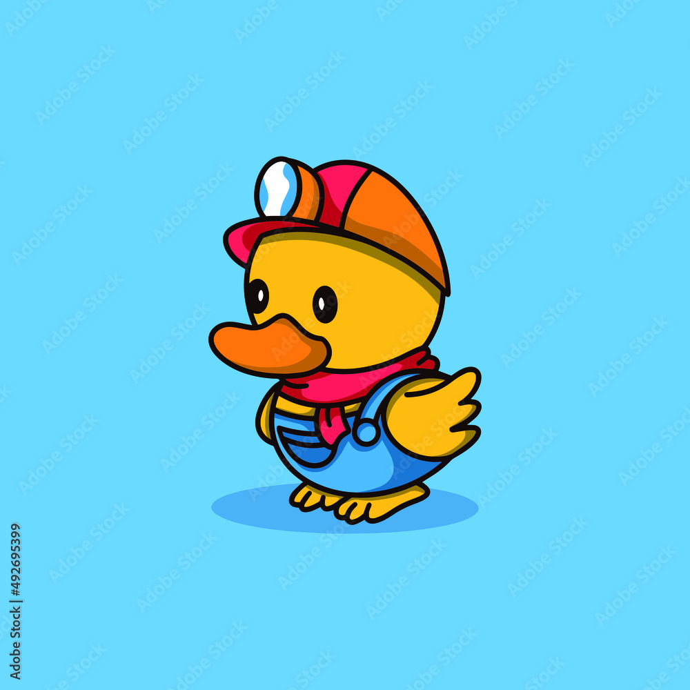 Cute duck With hat Illustration Icon Vector Cartoon. Premium Isolated ...