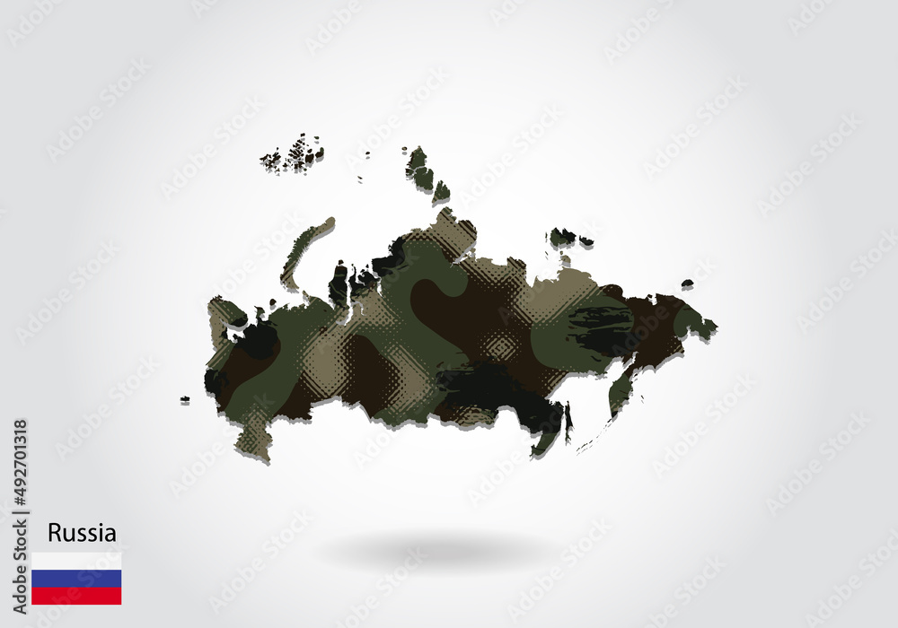 Russia map with camouflage pattern, Forest - green texture in map ...
